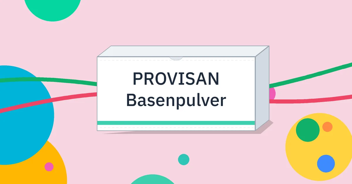 Symbolbild: Packung mit der Aufschrift PROVISAN Basenpulver (PZN 04445503) – Verfügbarkeit und Bezug in Apotheken in Frankfurt am Main