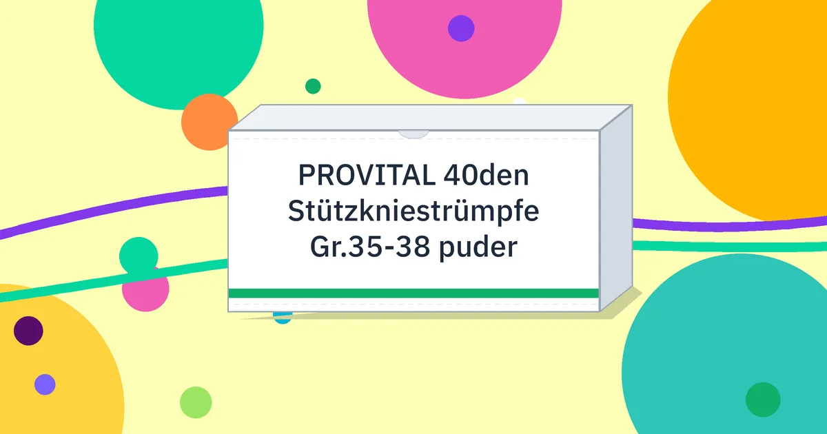 Symbolbild: Packung mit der Aufschrift PROVITAL 40den Stützkniestrümpfe Gr.35-38 puder (PZN 09519732) – Verfügbarkeit und Bezug in Apotheken in Frankfurt am Main