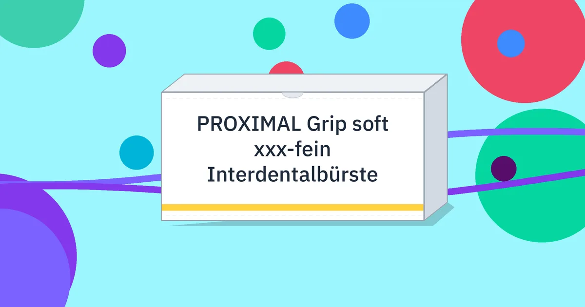 Symbolbild: Packung mit der Aufschrift PROXIMAL Grip soft xxx-fein Interdentalbürste (PZN 03747372) – Verfügbarkeit und Bezug in Apotheken in Frankfurt am Main