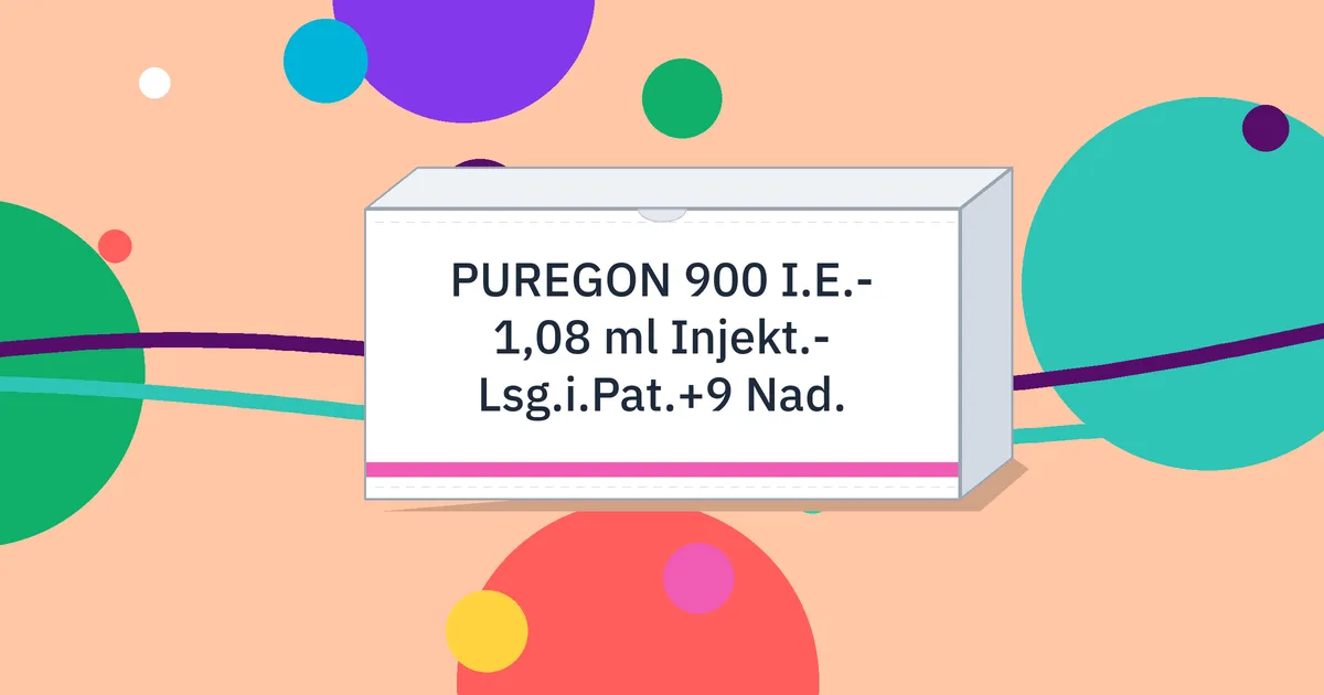 Symbolbild: Packung mit der Aufschrift PUREGON 900 I.E.-1,08 ml Injekt.-Lsg.i.Pat.+9 Nad. (PZN 17905171) – Verfügbarkeit und Bezug in Apotheken in Frankfurt am Main