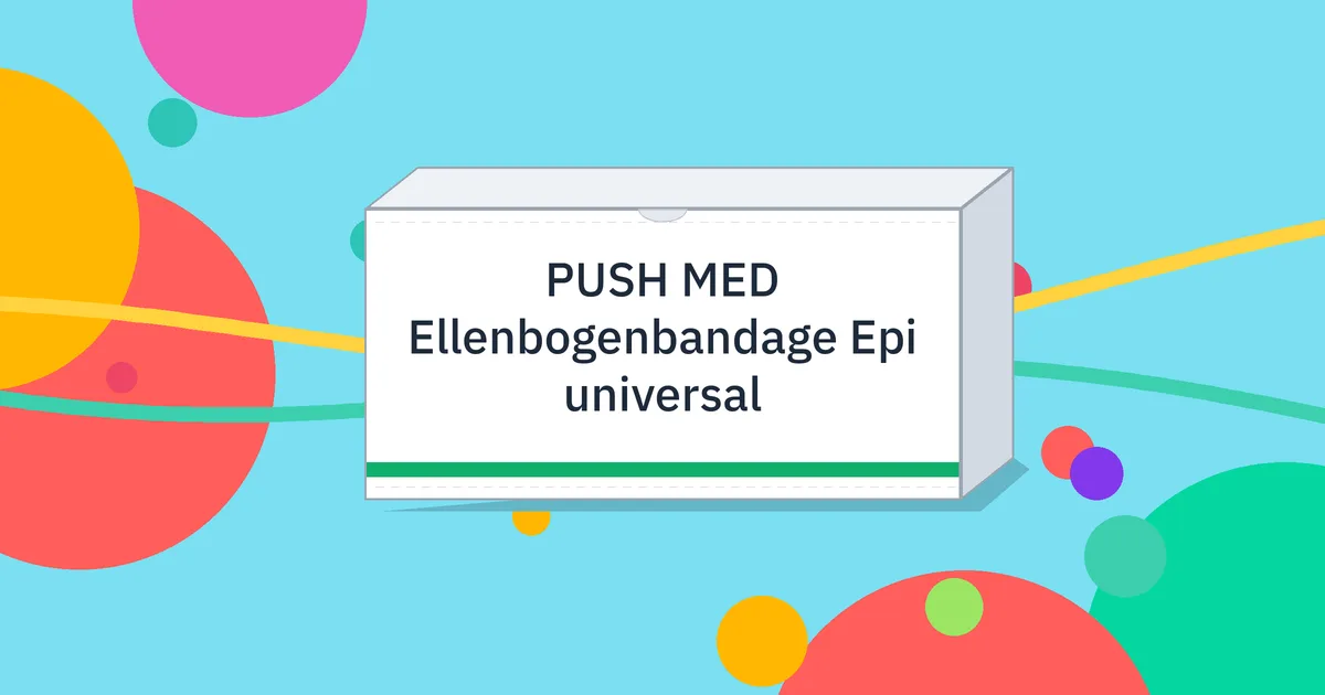 Symbolbild: Packung mit der Aufschrift PUSH MED Ellenbogenbandage Epi universal (PZN 04860449) – Verfügbarkeit und Bezug in Apotheken in Frankfurt am Main