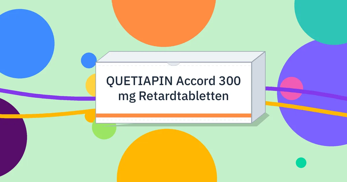 Symbolbild: Packung mit der Aufschrift QUETIAPIN Accord 300 mg Retardtabletten (PZN 15379117) – Verfügbarkeit und Bezug in Apotheken in Frankfurt am Main