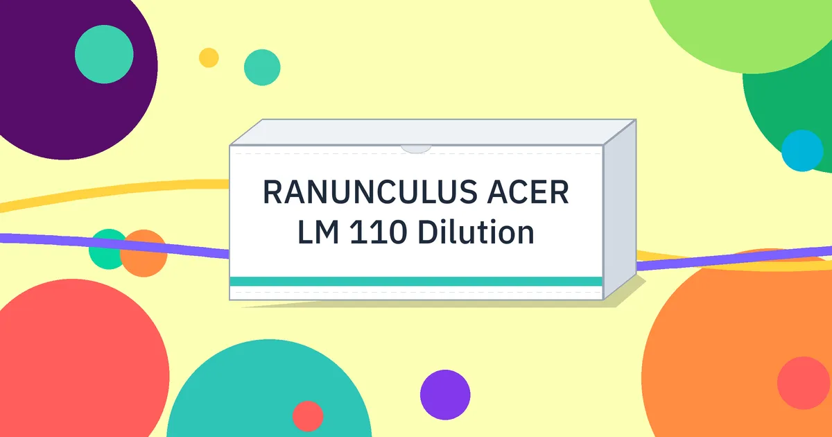 Symbolbild: Packung mit der Aufschrift RANUNCULUS ACER LM 110 Dilution (PZN 13675805) – Verfügbarkeit und Bezug in Apotheken in Frankfurt am Main