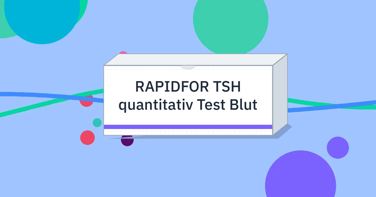 Symbolbild: Packung mit der Aufschrift RAPIDFOR TSH quantitativ Test Blut (PZN 19538357) – Verfügbarkeit und Bezug in Apotheken in Frankfurt am Main
