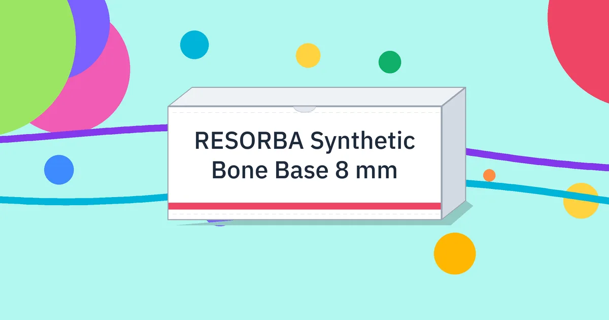 Symbolbild: Packung mit der Aufschrift RESORBA Synthetic Bone Base 8 mm (PZN 16857671) – Verfügbarkeit und Bezug in Apotheken in Frankfurt am Main