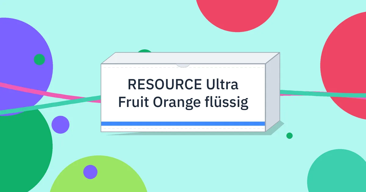 Symbolbild: Packung mit der Aufschrift RESOURCE Ultra Fruit Orange flüssig (PZN 17849716) – Verfügbarkeit und Bezug in Apotheken in Frankfurt am Main