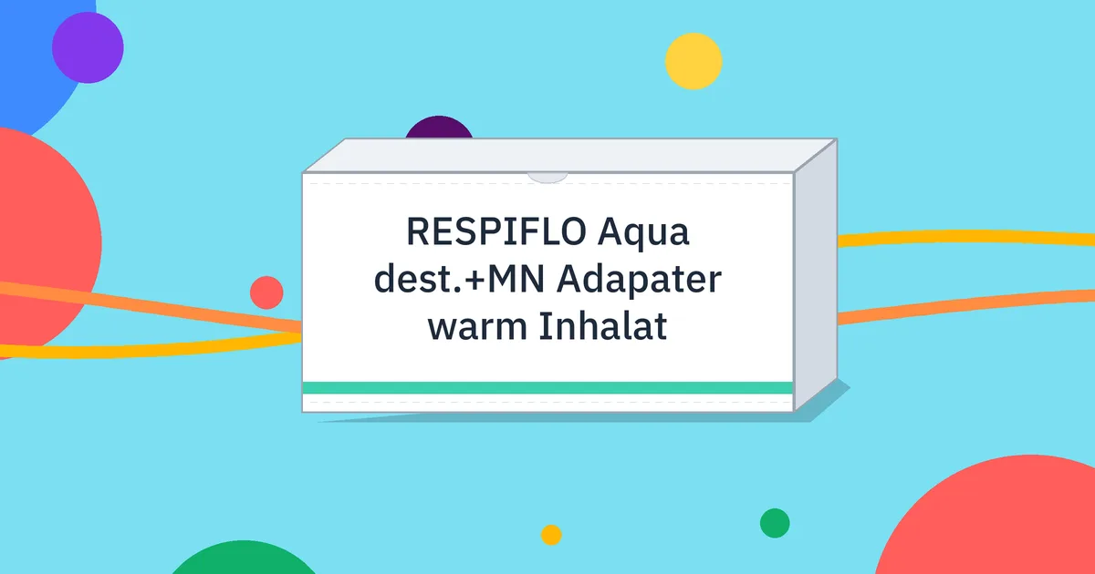 Symbolbild: Packung mit der Aufschrift RESPIFLO Aqua dest.+MN Adapater warm Inhalat (PZN 06300111) – Verfügbarkeit und Bezug in Apotheken in Frankfurt am Main