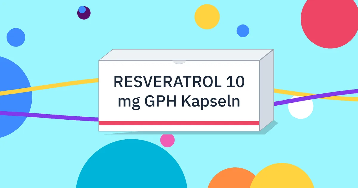 Symbolbild: Packung mit der Aufschrift RESVERATROL 10 mg GPH Kapseln (PZN 02564155) – Verfügbarkeit und Bezug in Apotheken in Frankfurt am Main