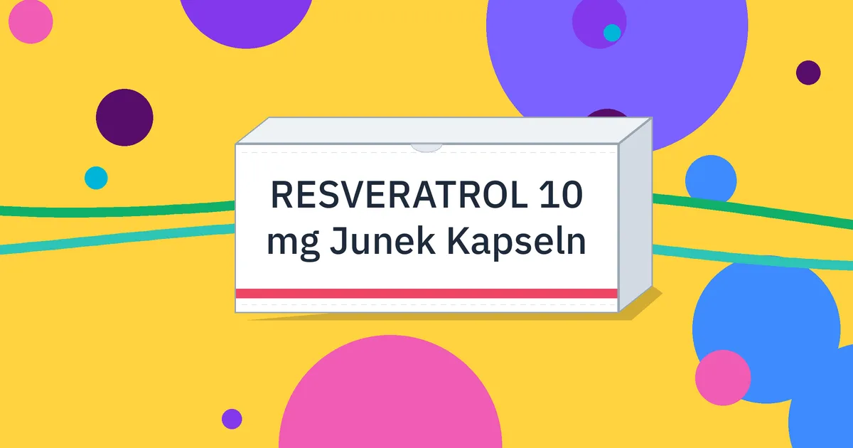Symbolbild: Packung mit der Aufschrift RESVERATROL 10 mg Junek Kapseln (PZN 02571511) – Verfügbarkeit und Bezug in Apotheken in Frankfurt am Main