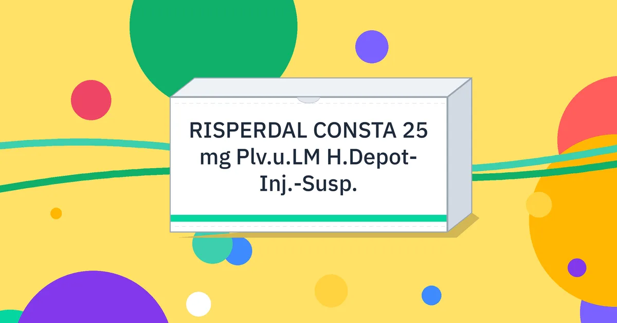 Symbolbild: Packung mit der Aufschrift RISPERDAL CONSTA 25 mg Plv.u.LM H.Depot-Inj.-Susp. (PZN 09073957) – Verfügbarkeit und Bezug in Apotheken in Frankfurt am Main