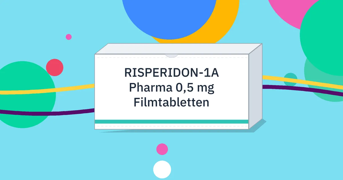 Symbolbild: Packung mit der Aufschrift RISPERIDON-1A Pharma 0,5 mg Filmtabletten (PZN 05992526) – Verfügbarkeit und Bezug in Apotheken in Frankfurt am Main