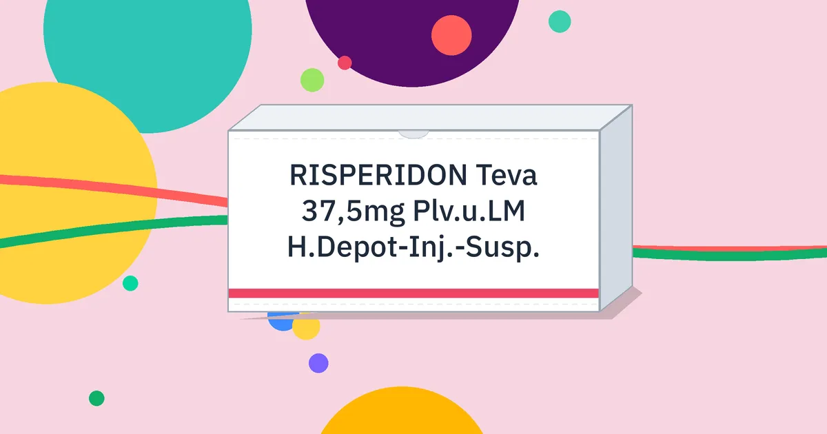 Symbolbild: Packung mit der Aufschrift RISPERIDON Teva 37,5mg Plv.u.LM H.Depot-Inj.-Susp. (PZN 19229596) – Verfügbarkeit und Bezug in Apotheken in Frankfurt am Main