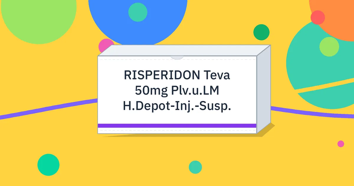Symbolbild: Packung mit der Aufschrift RISPERIDON Teva 50mg Plv.u.LM H.Depot-Inj.-Susp. (PZN 19229627) – Verfügbarkeit und Bezug in Apotheken in Frankfurt am Main