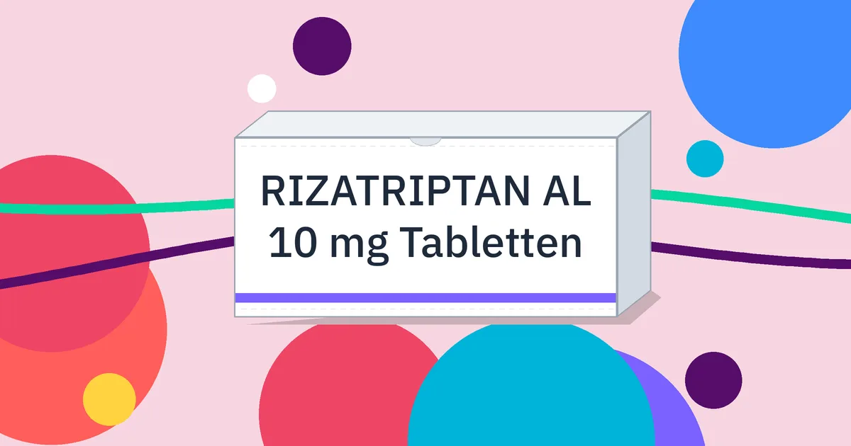 Symbolbild: Packung mit der Aufschrift RIZATRIPTAN AL 10 mg Tabletten (PZN 01497853) – Verfügbarkeit und Bezug in Apotheken in Frankfurt am Main