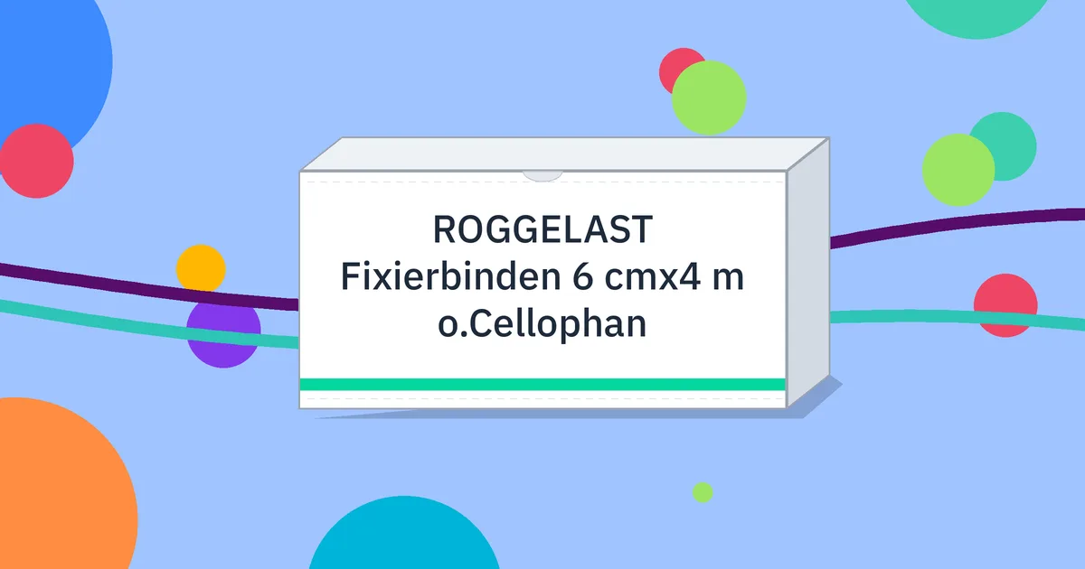 Symbolbild: Packung mit der Aufschrift ROGGELAST Fixierbinden 6 cmx4 m o.Cellophan (PZN 08601271) – Verfügbarkeit und Bezug in Apotheken in Frankfurt am Main