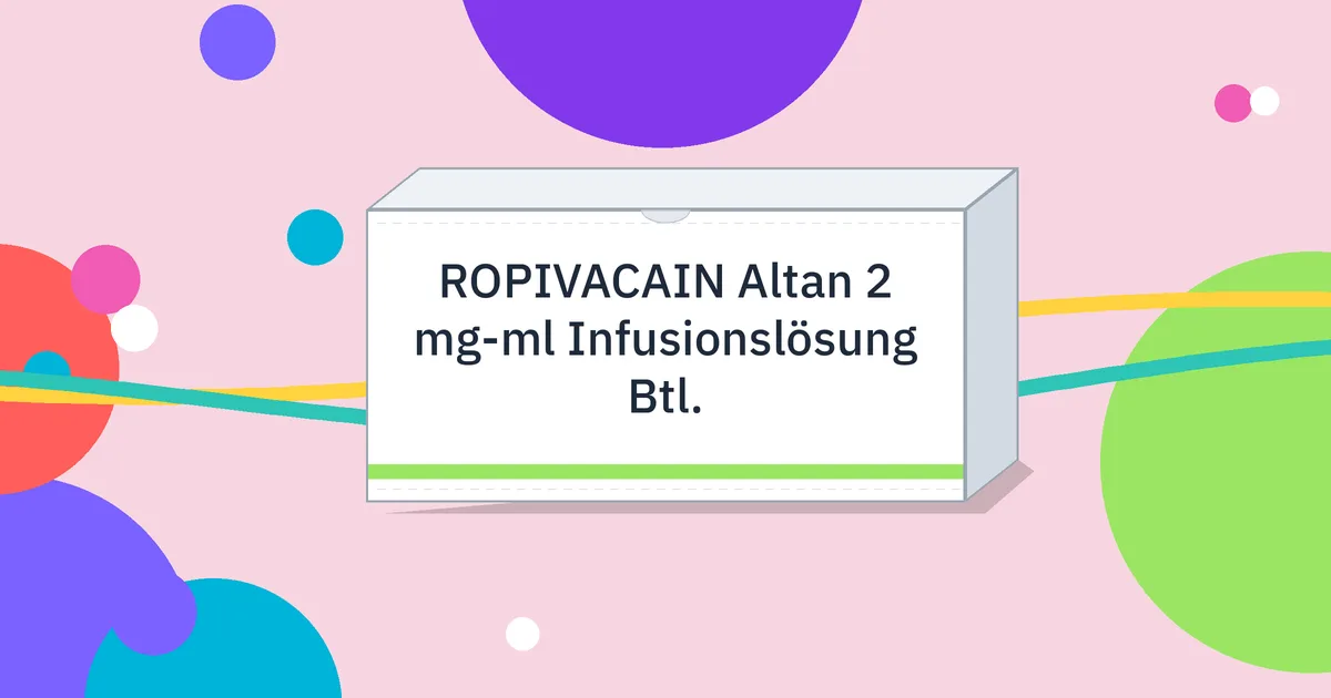 Symbolbild: Packung mit der Aufschrift ROPIVACAIN Altan 2 mg-ml Infusionslösung Btl. (PZN 17263525) – Verfügbarkeit und Bezug in Apotheken in Frankfurt am Main