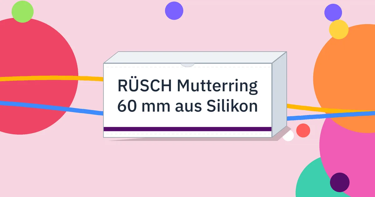 Symbolbild: Packung mit der Aufschrift RÜSCH Mutterring 60 mm aus Silikon (PZN 01570685) – Verfügbarkeit und Bezug in Apotheken in Frankfurt am Main