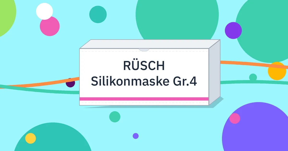 Symbolbild: Packung mit der Aufschrift RÜSCH Silikonmaske Gr.4 (PZN 12463981) – Verfügbarkeit und Bezug in Apotheken in Frankfurt am Main
