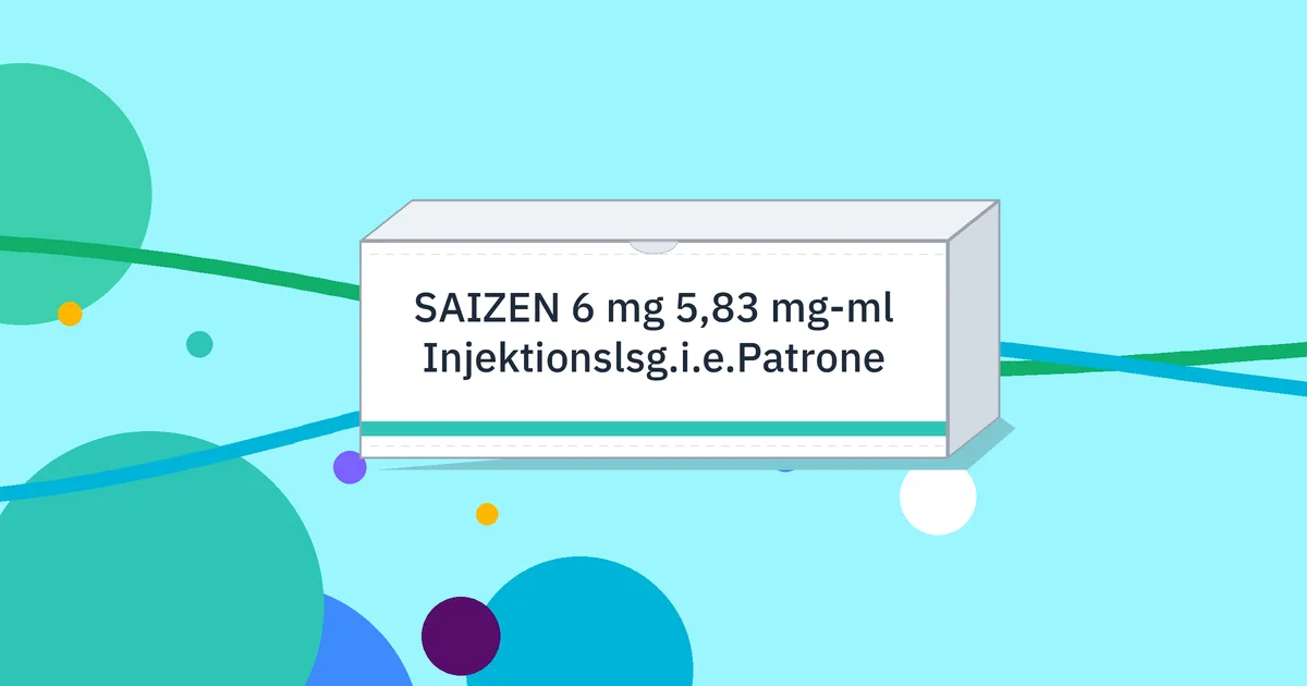 Symbolbild: Packung mit der Aufschrift SAIZEN 6 mg 5,83 mg-ml Injektionslsg.i.e.Patrone (PZN 19212070) – Verfügbarkeit und Bezug in Apotheken in Frankfurt am Main