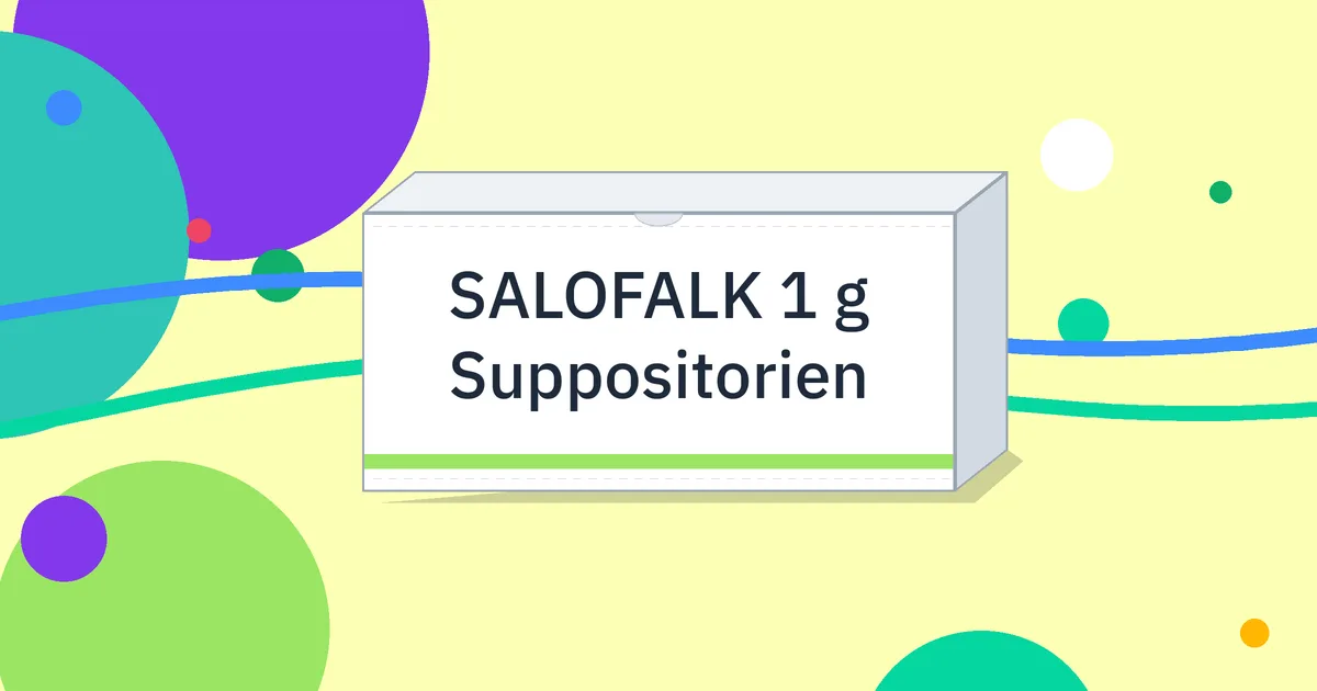 Symbolbild: Packung mit der Aufschrift SALOFALK 1 g Suppositorien (PZN 13650366) – Verfügbarkeit und Bezug in Apotheken in Frankfurt am Main