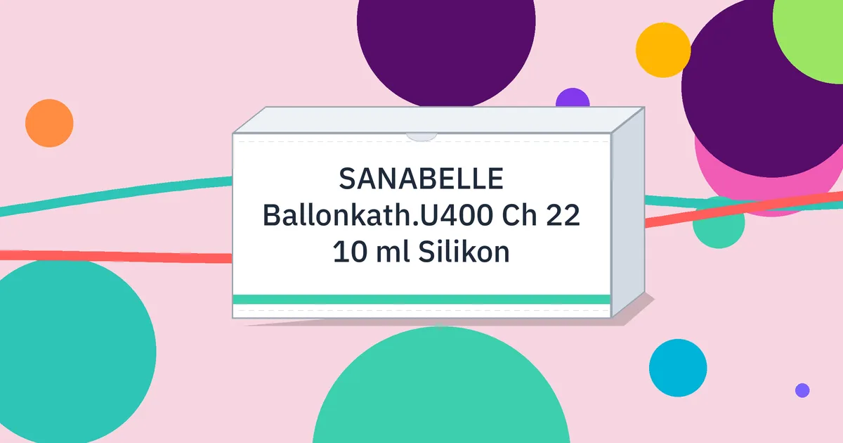 Symbolbild: Packung mit der Aufschrift SANABELLE Ballonkath.U400 Ch 22 10 ml Silikon (PZN 06086534) – Verfügbarkeit und Bezug in Apotheken in Frankfurt am Main