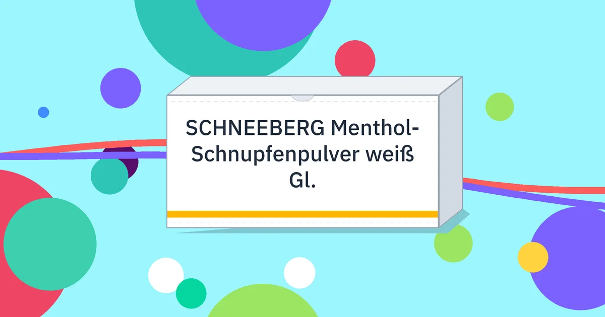 Symbolbild: Packung mit der Aufschrift SCHNEEBERG Menthol-Schnupfenpulver weiß Gl. (PZN 01172513) – Verfügbarkeit und Bezug in Apotheken in Frankfurt am Main