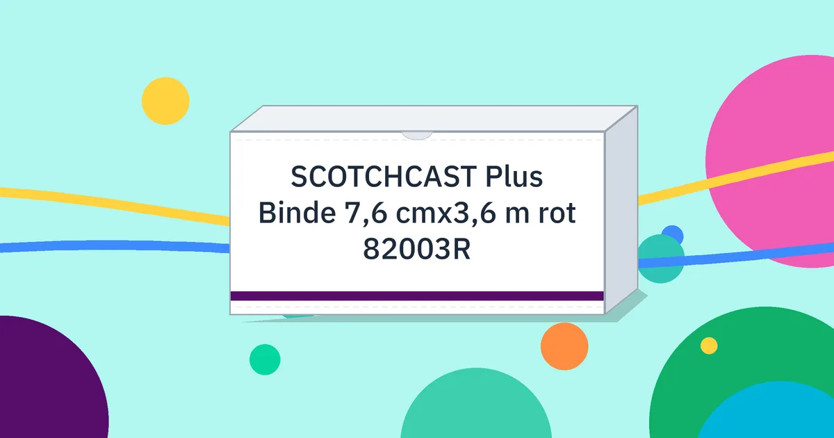 Symbolbild: Packung mit der Aufschrift SCOTCHCAST Plus Binde 7,6 cmx3,6 m rot 82003R (PZN 02700084) – Verfügbarkeit und Bezug in Apotheken in Frankfurt am Main