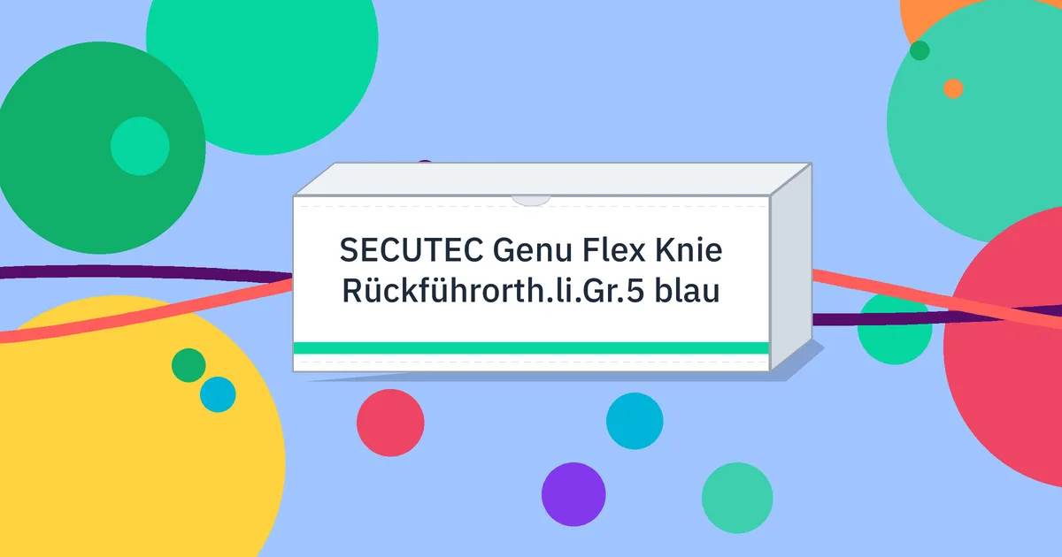 Symbolbild: Packung mit der Aufschrift SECUTEC Genu Flex Knie Rückführorth.li.Gr.5 blau (PZN 18911239) – Verfügbarkeit und Bezug in Apotheken in Frankfurt am Main