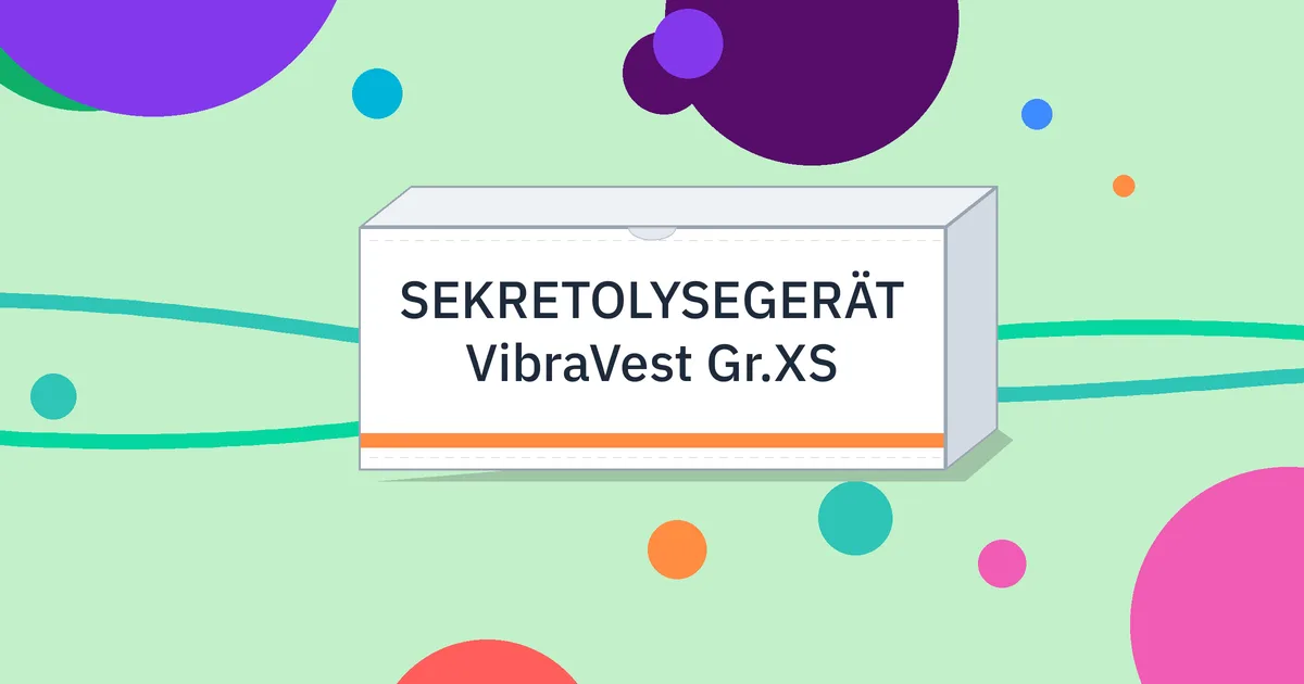 Symbolbild: Packung mit der Aufschrift SEKRETOLYSEGERÄT VibraVest Gr.XS (PZN 11640381) – Verfügbarkeit und Bezug in Apotheken in Frankfurt am Main