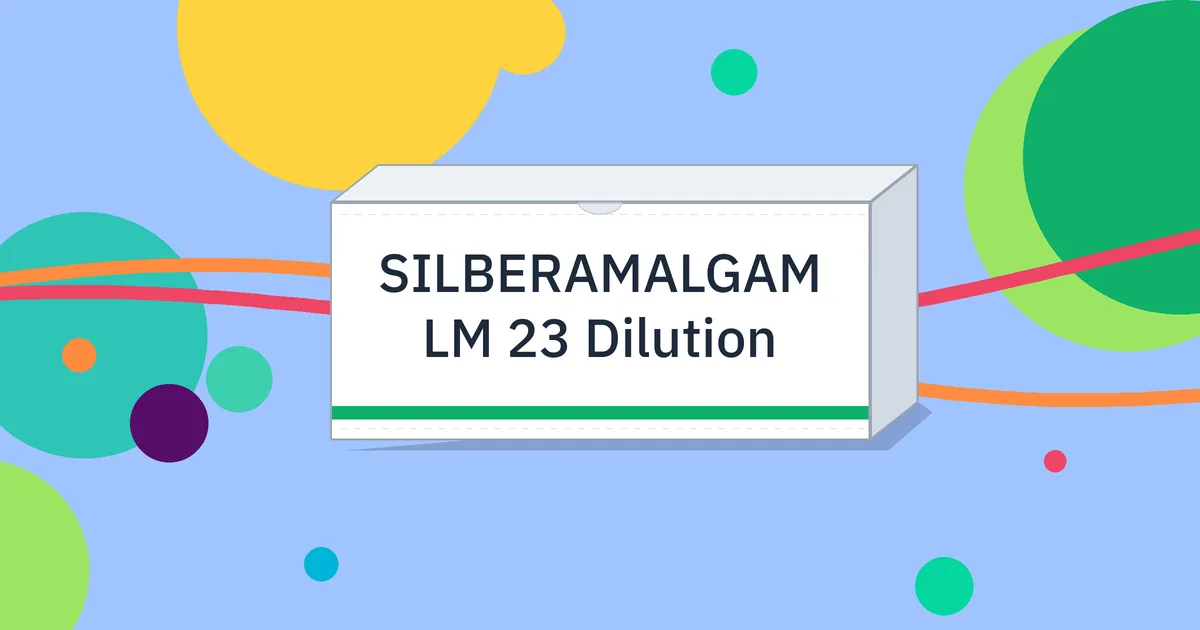 Symbolbild: Packung mit der Aufschrift SILBERAMALGAM LM 23 Dilution (PZN 13189401) – Verfügbarkeit und Bezug in Apotheken in Frankfurt am Main