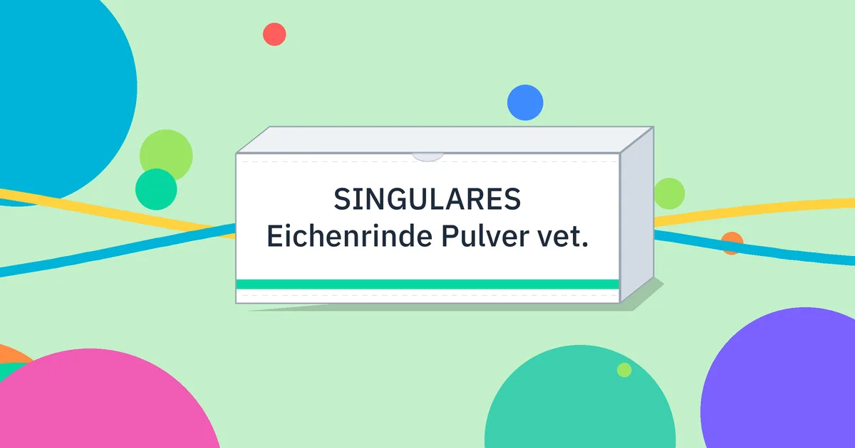 Symbolbild: Packung mit der Aufschrift SINGULARES Eichenrinde Pulver vet. (PZN 15226247) – Verfügbarkeit und Bezug in Apotheken in Frankfurt am Main