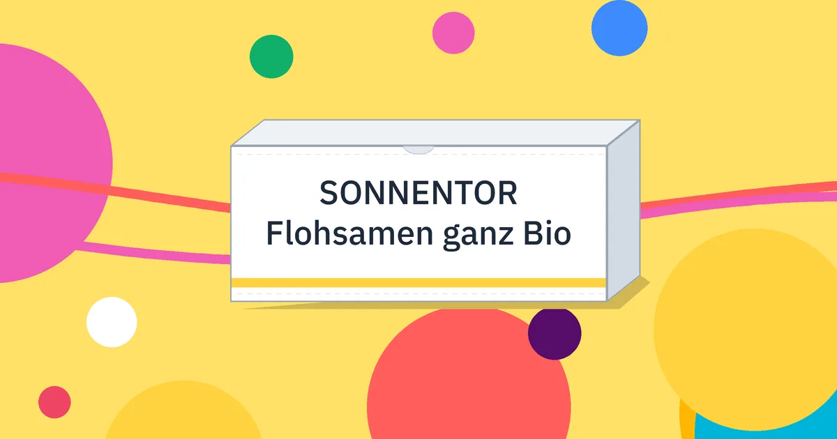 Symbolbild: Packung mit der Aufschrift SONNENTOR Flohsamen ganz Bio (PZN 18903866) – Verfügbarkeit und Bezug in Apotheken in Frankfurt am Main