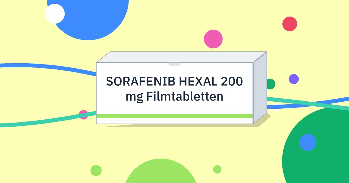Symbolbild: Packung mit der Aufschrift SORAFENIB HEXAL 200 mg Filmtabletten (PZN 16909043) – Verfügbarkeit und Bezug in Apotheken in Frankfurt am Main