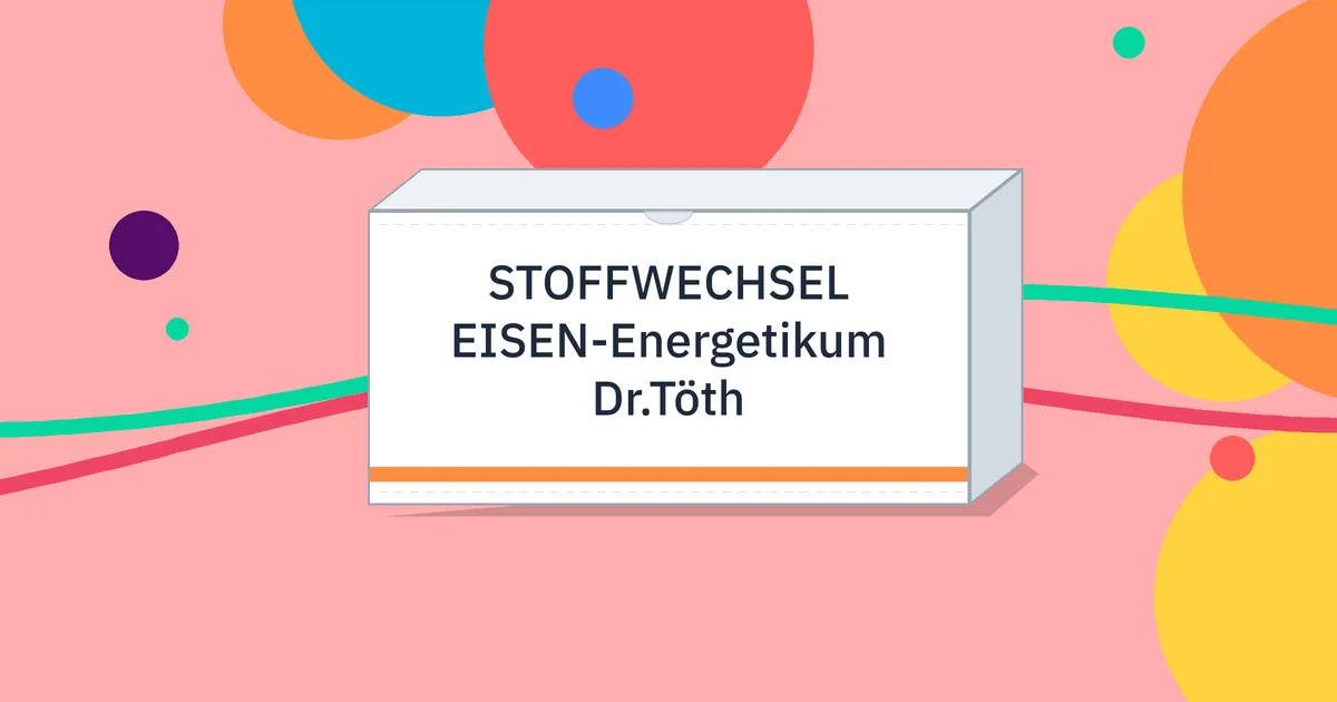 Symbolbild: Packung mit der Aufschrift STOFFWECHSEL EISEN-Energetikum Dr.Töth (PZN 00222290) – Verfügbarkeit und Bezug in Apotheken in Frankfurt am Main