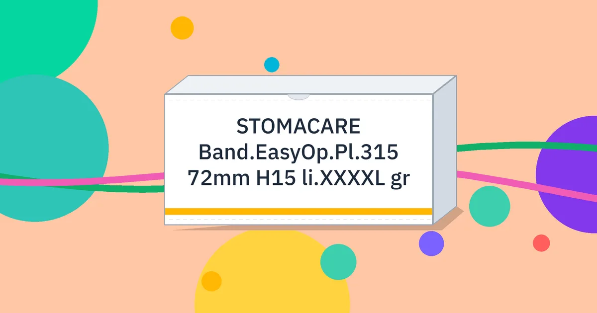 Symbolbild: Packung mit der Aufschrift STOMACARE Band.EasyOp.Pl.315 72mm H15 li.XXXXL gr (PZN 17905627) – Verfügbarkeit und Bezug in Apotheken in Frankfurt am Main