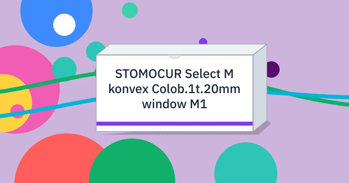 Symbolbild: Packung mit der Aufschrift STOMOCUR Select M konvex Colob.1t.20mm window M1 (PZN 18198617) – Verfügbarkeit und Bezug in Apotheken in Frankfurt am Main