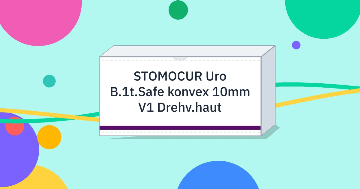 Symbolbild: Packung mit der Aufschrift STOMOCUR Uro B.1t.Safe konvex 10mm V1 Drehv.haut (PZN 17552867) – Verfügbarkeit und Bezug in Apotheken in Frankfurt am Main