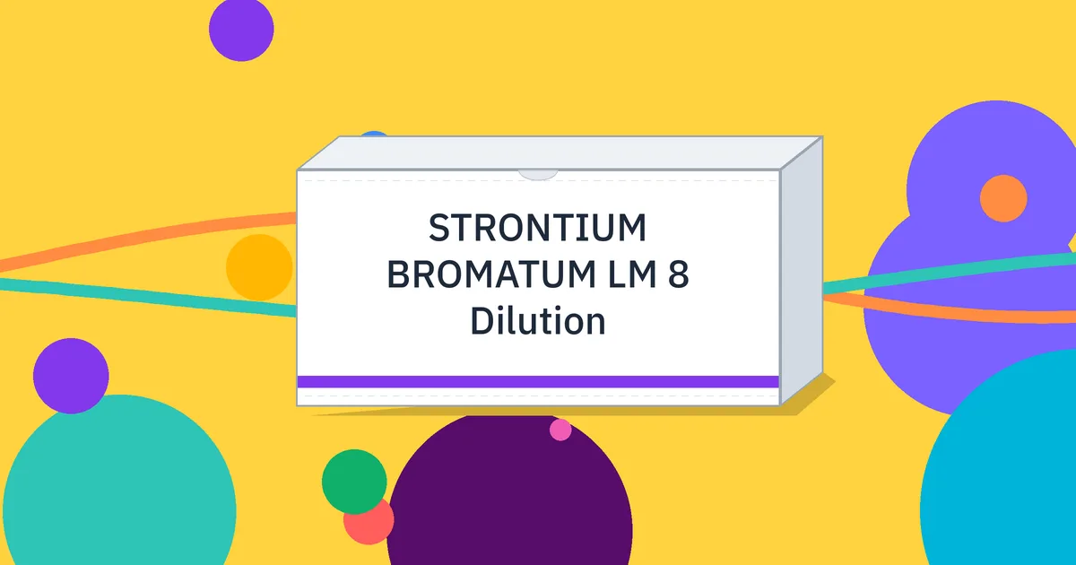 Symbolbild: Packung mit der Aufschrift STRONTIUM BROMATUM LM 8 Dilution (PZN 13202685) – Verfügbarkeit und Bezug in Apotheken in Frankfurt am Main