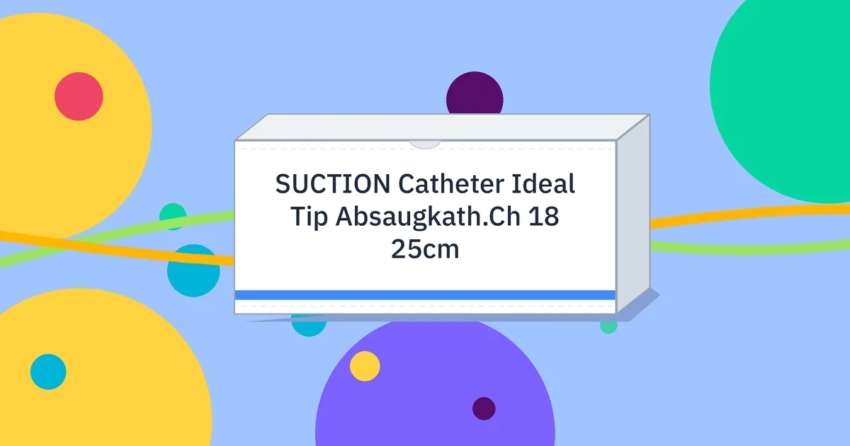 Symbolbild: Packung mit der Aufschrift SUCTION Catheter Ideal Tip Absaugkath.Ch 18 25cm (PZN 19399996) – Verfügbarkeit und Bezug in Apotheken in Frankfurt am Main
