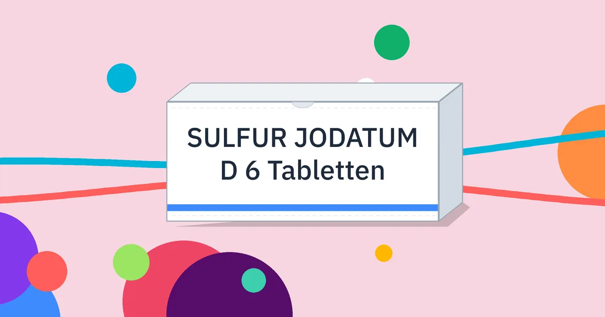 Symbolbild: Packung mit der Aufschrift SULFUR JODATUM D 6 Tabletten (PZN 01787551) – Verfügbarkeit und Bezug in Apotheken in Frankfurt am Main