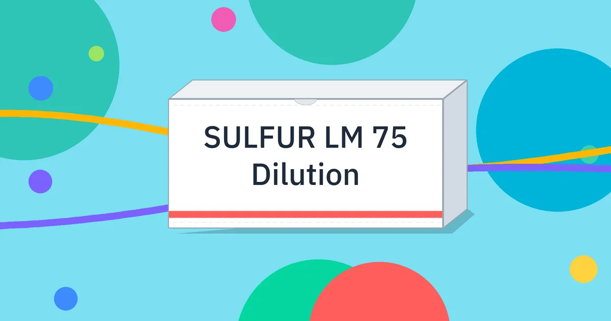 Symbolbild: Packung mit der Aufschrift SULFUR LM 75 Dilution (PZN 13210153) – Verfügbarkeit und Bezug in Apotheken in Frankfurt am Main