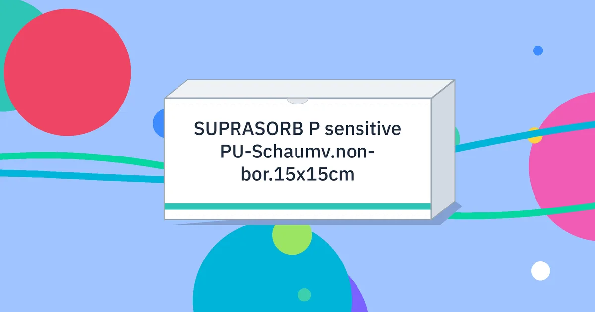 Symbolbild: Packung mit der Aufschrift SUPRASORB P sensitive PU-Schaumv.non-bor.15x15cm (PZN 15786182) – Verfügbarkeit und Bezug in Apotheken in Frankfurt am Main