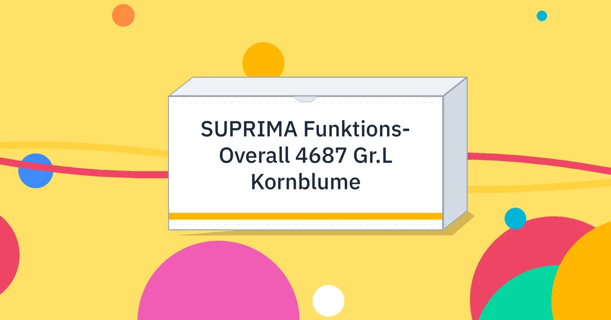 Symbolbild: Packung mit der Aufschrift SUPRIMA Funktions-Overall 4687 Gr.L Kornblume (PZN 00063236) – Verfügbarkeit und Bezug in Apotheken in Frankfurt am Main