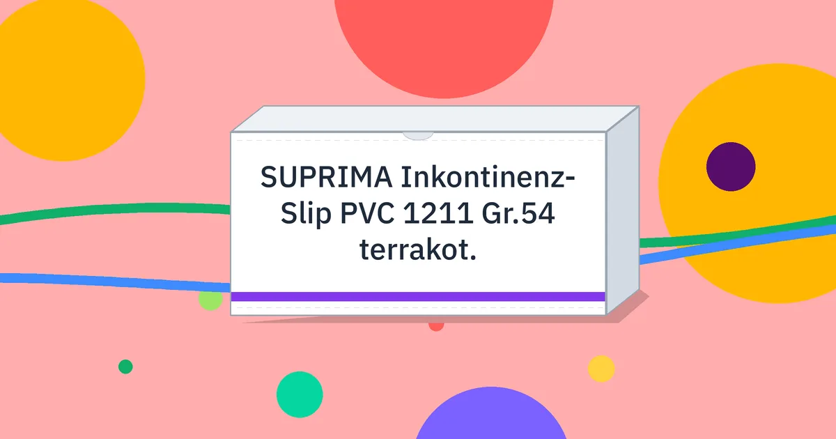 Symbolbild: Packung mit der Aufschrift SUPRIMA Inkontinenz-Slip PVC 1211 Gr.54 terrakot. (PZN 05971435) – Verfügbarkeit und Bezug in Apotheken in Frankfurt am Main