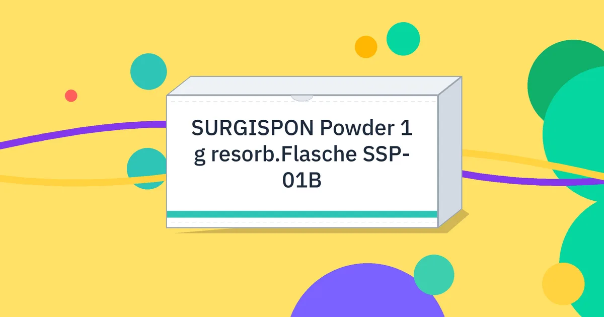 Symbolbild: Packung mit der Aufschrift SURGISPON Powder 1 g resorb.Flasche SSP-01B (PZN 19977861) – Verfügbarkeit und Bezug in Apotheken in Frankfurt am Main