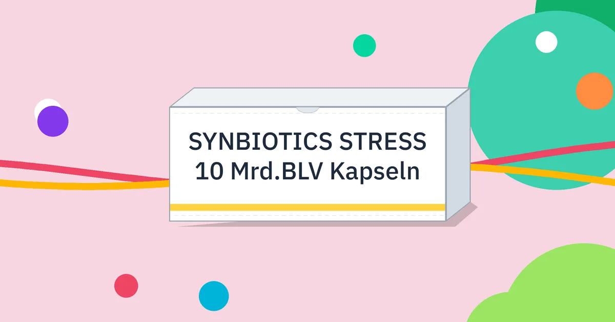 Symbolbild: Packung mit der Aufschrift SYNBIOTICS STRESS 10 Mrd.BLV Kapseln (PZN 17307820) – Verfügbarkeit und Bezug in Apotheken in Frankfurt am Main