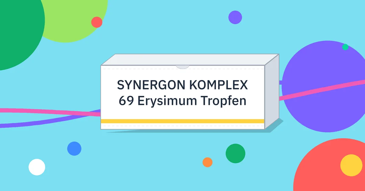 Symbolbild: Packung mit der Aufschrift SYNERGON KOMPLEX 69 Erysimum Tropfen (PZN 01855666) – Verfügbarkeit und Bezug in Apotheken in Frankfurt am Main