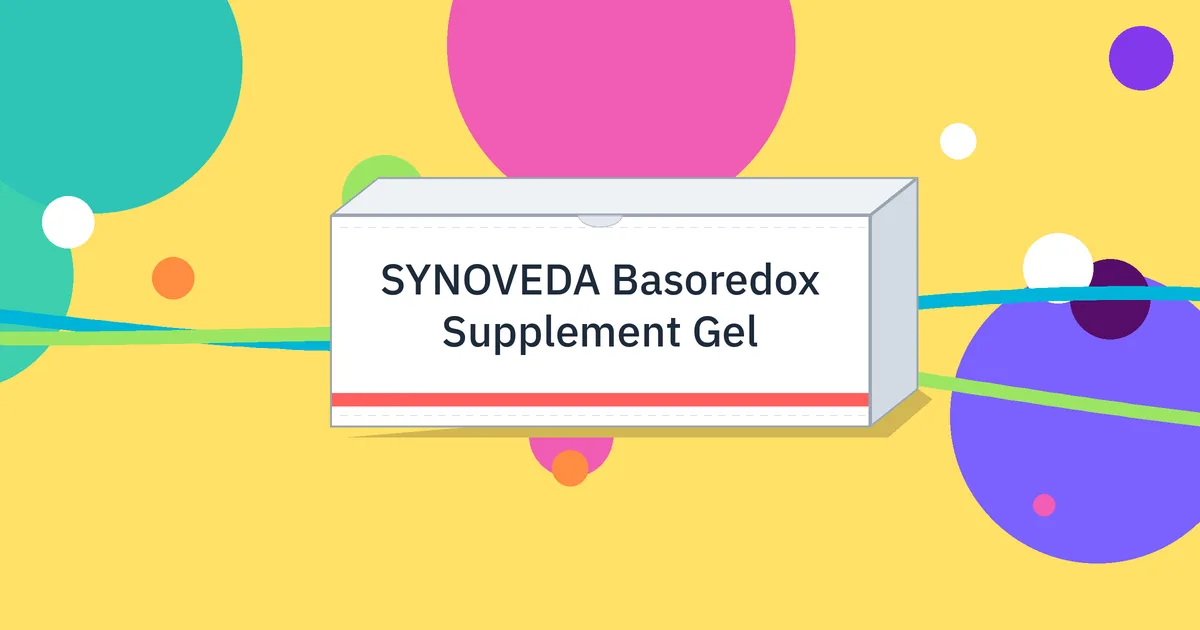 Symbolbild: Packung mit der Aufschrift SYNOVEDA Basoredox Supplement Gel (PZN 01877225) – Verfügbarkeit und Bezug in Apotheken in Frankfurt am Main