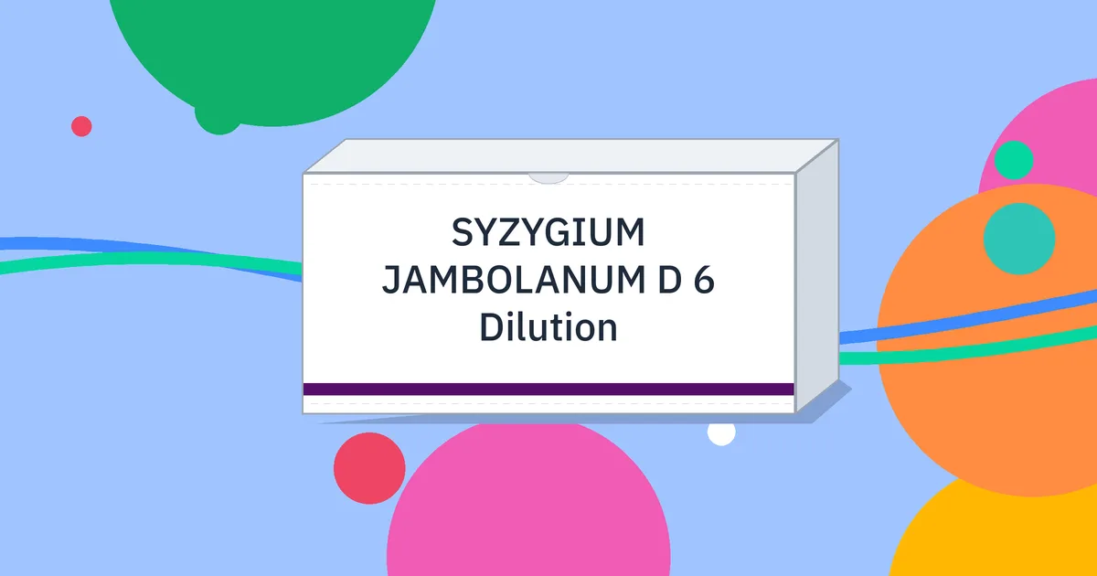 Symbolbild: Packung mit der Aufschrift SYZYGIUM JAMBOLANUM D 6 Dilution (PZN 02622639) – Verfügbarkeit und Bezug in Apotheken in Frankfurt am Main