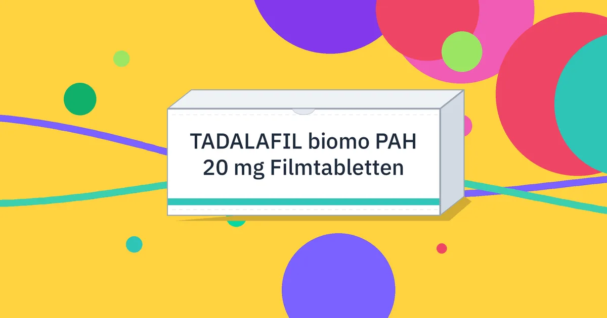 Symbolbild: Packung mit der Aufschrift TADALAFIL biomo PAH 20 mg Filmtabletten (PZN 20097088) – Verfügbarkeit und Bezug in Apotheken in Frankfurt am Main